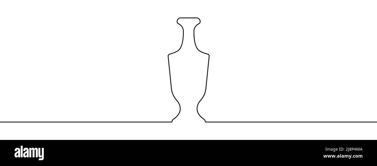 Continuous line drawing of vase. One line drawing background. Vector ...