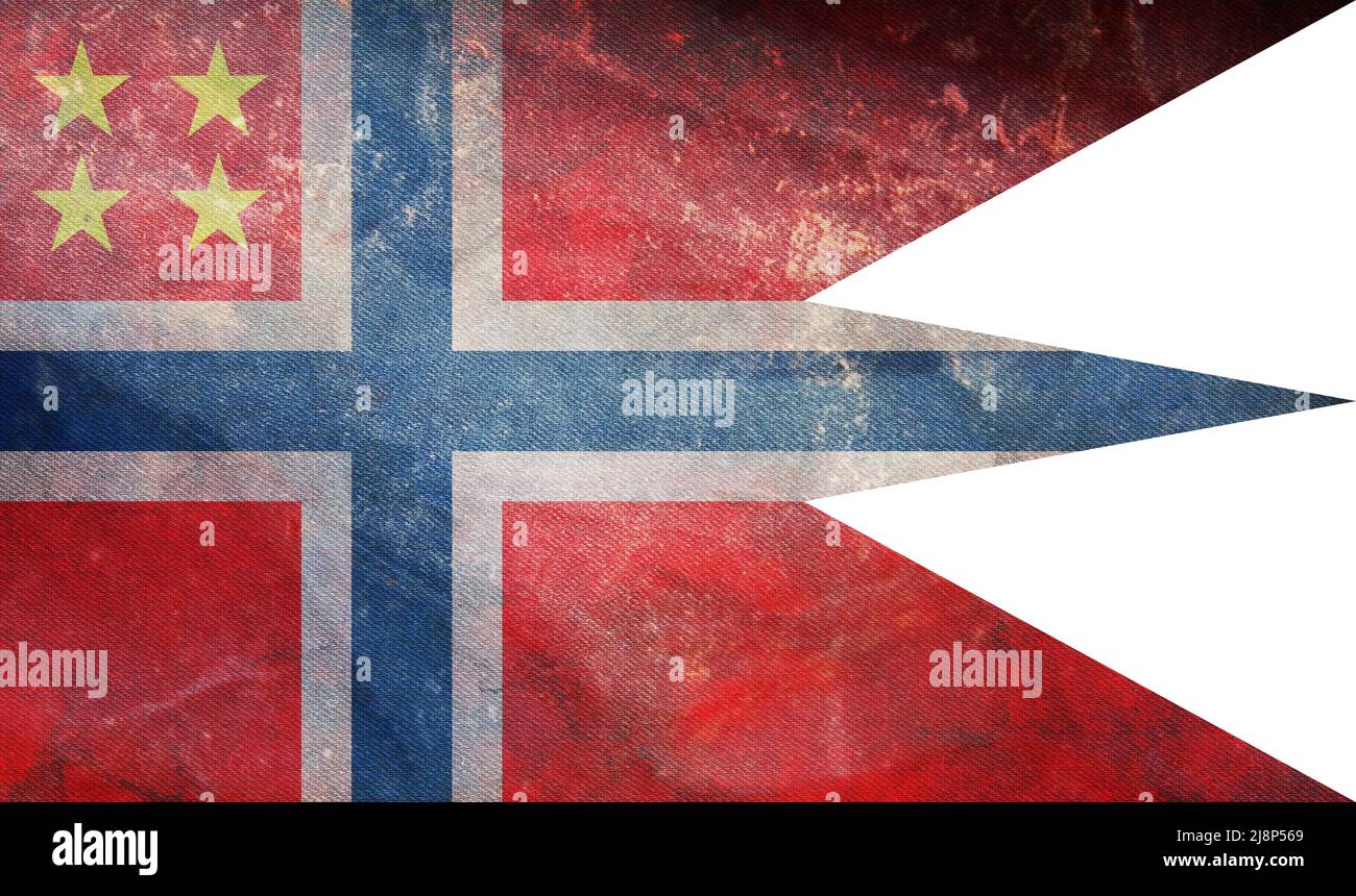 Top view of retro flag Norwegian General rank, Norway with grunge ...