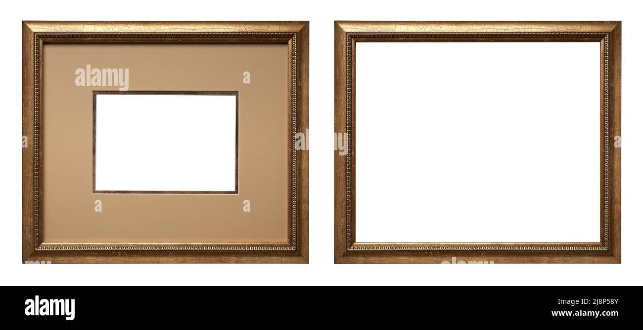 Golden picture frame isolated on white background. Rectangle gold frame ...