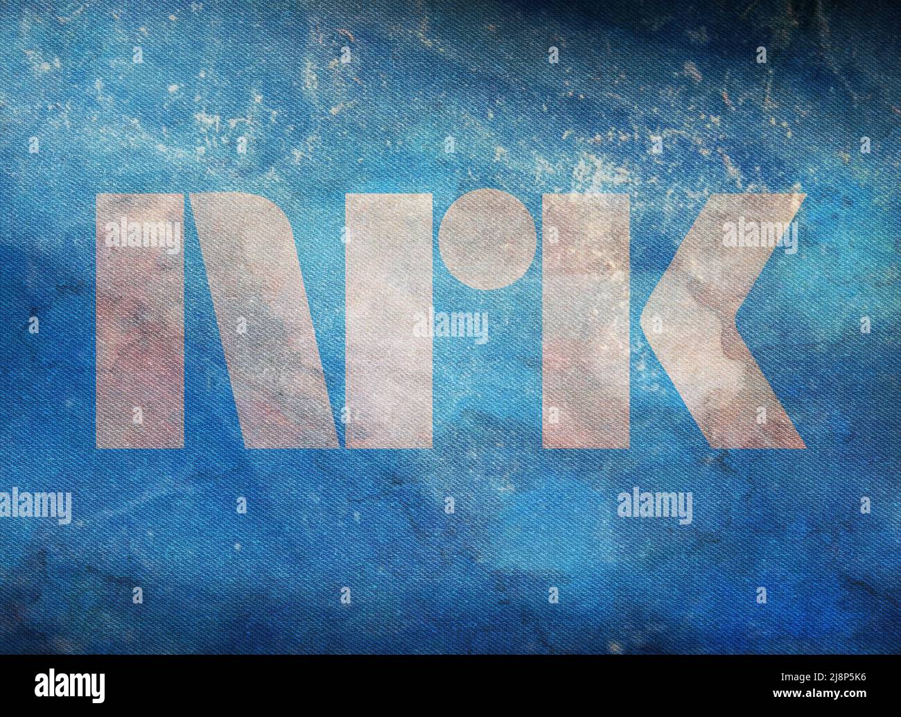 Top view of retro flag NRK, Norway with grunge texture. Norwegian ...