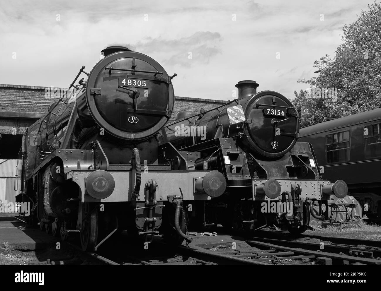 Two restored working steam trains at the Great Central Railway ...
