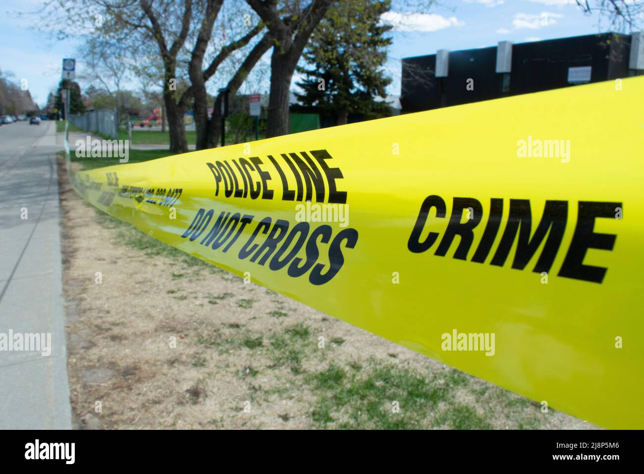Police Line Tape For Crime Scene - closeup Stock Photo - Alamy