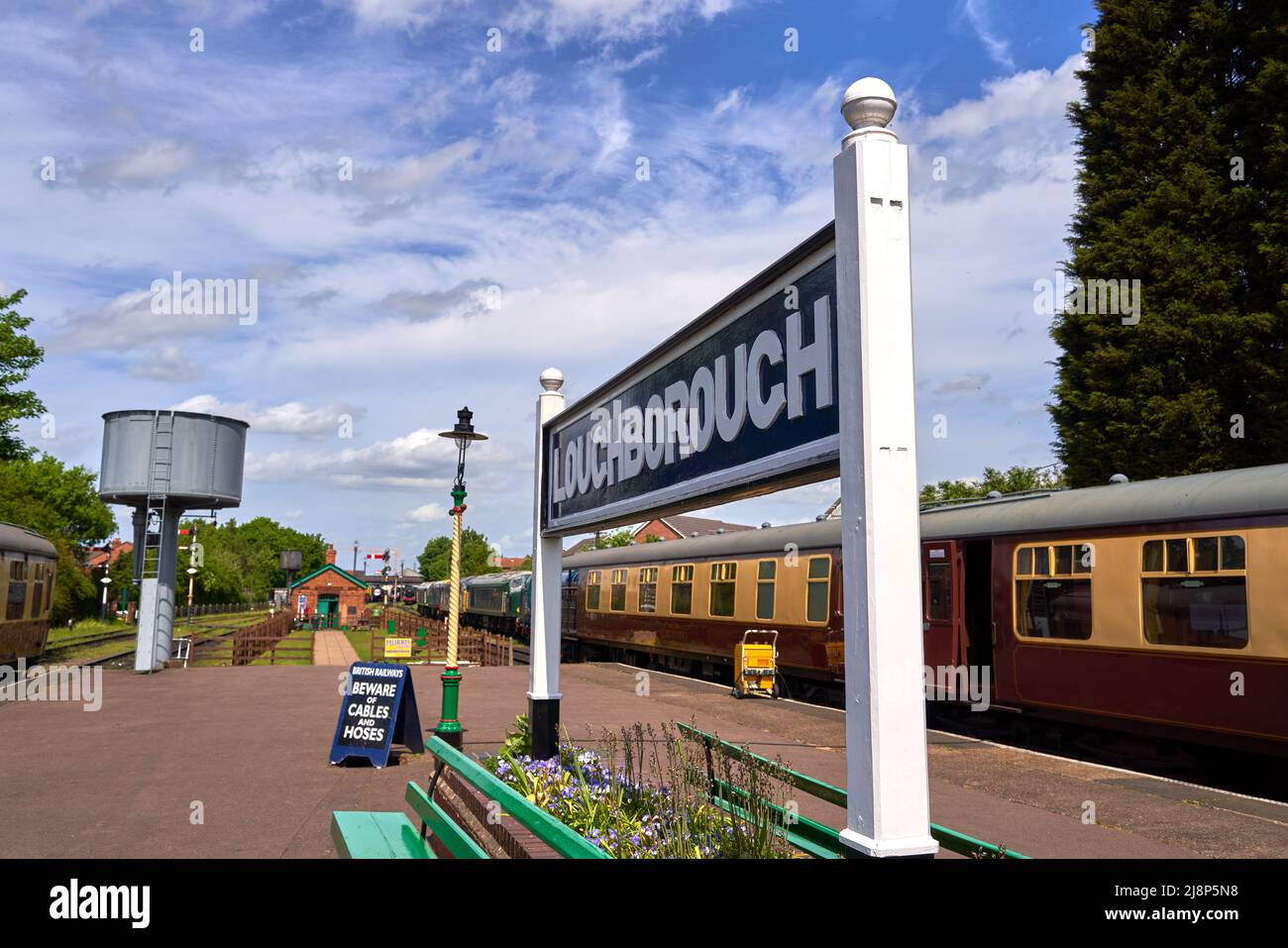 Platform name sign in Loughborough, UK Stock Photo - Alamy