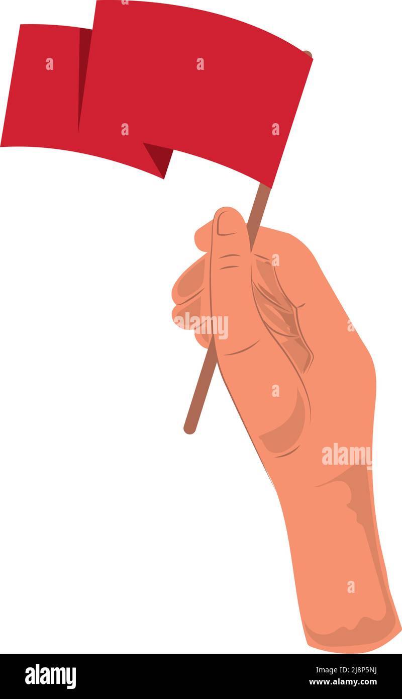 raised hand with red flag Stock Vector Image & Art - Alamy