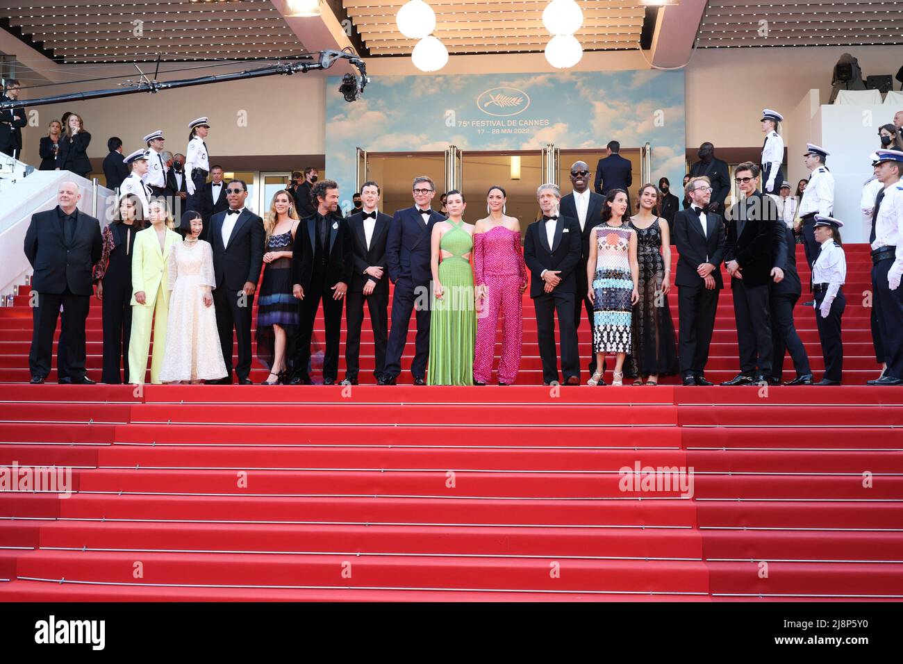 Cannes, France. 17th May, 2022. Grégory Gadebois, Luana Bajrami, Lyes ...