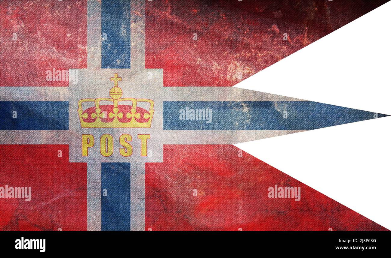 Top view of retro flag Postal Norway, Norway with grunge texture ...