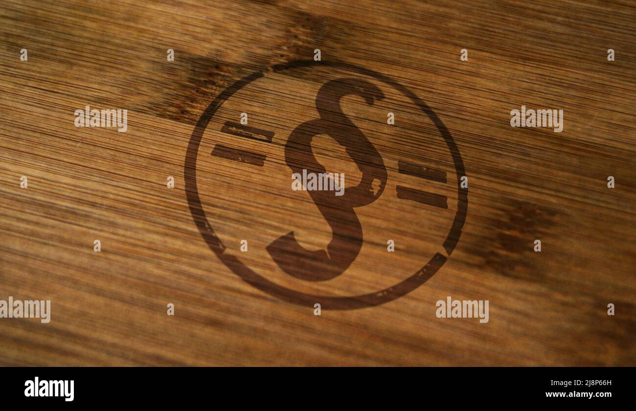 Paragraph stamp printed on wooden box. Law, justice and legislation ...