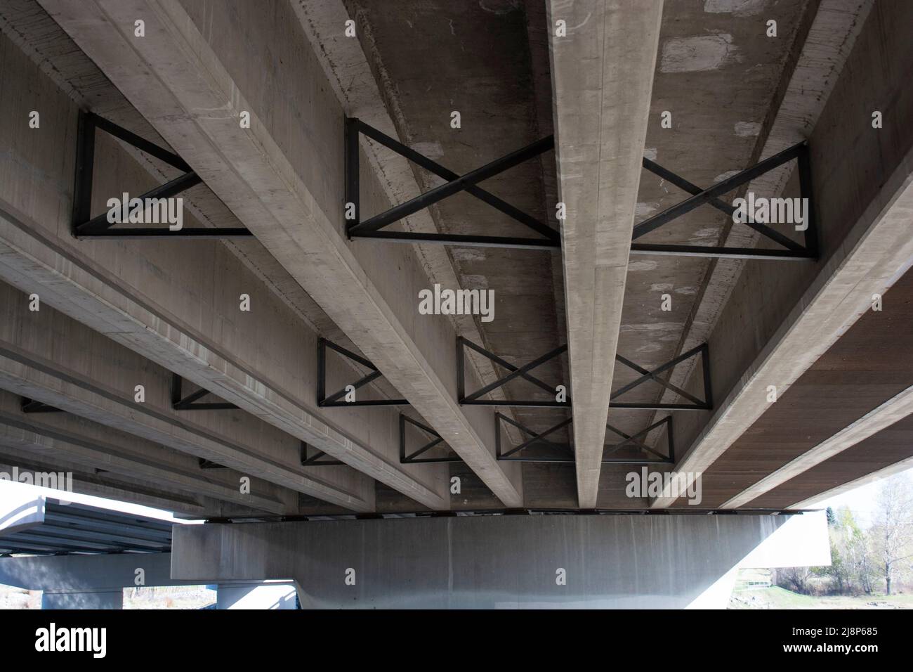 Low Angle View Below Overpass Bridge - Cement Structure Stock Photo - Alamy