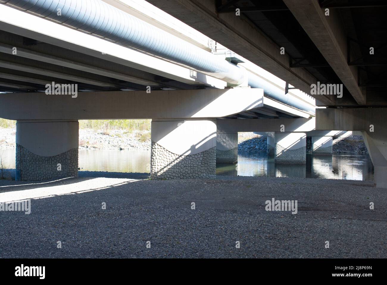 Low Angle View Below Overpass Bridge - Cement Structure Stock Photo - Alamy