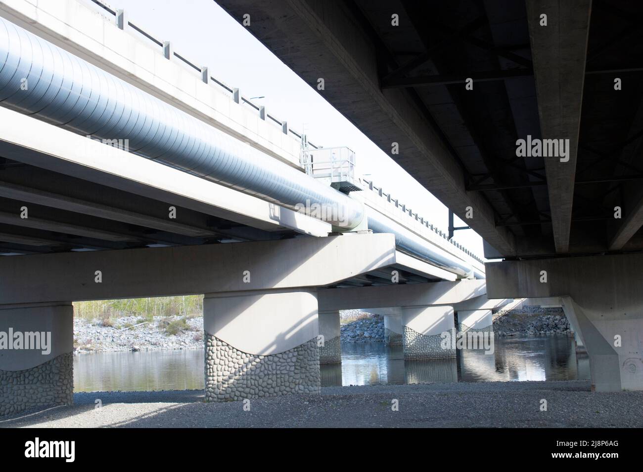 Low Angle View Below Overpass Bridge - Cement Structure Stock Photo - Alamy
