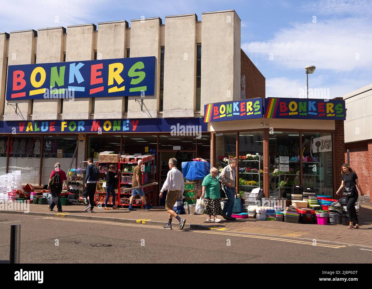 People shopping at a cheap goods discount store in Loughborough, UK ...