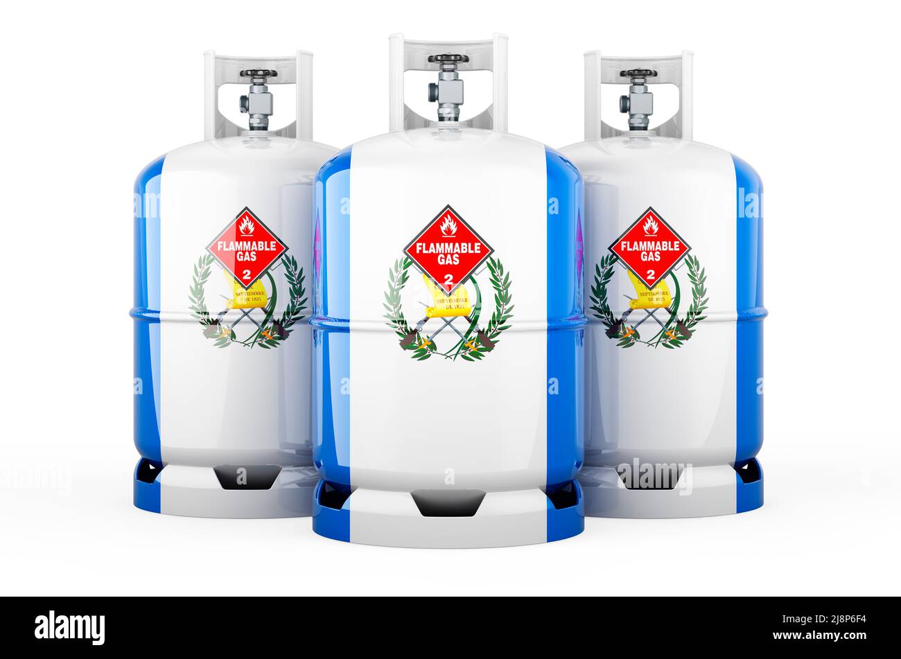 Guatemalan flag painted on the propane cylinders with compressed gas ...