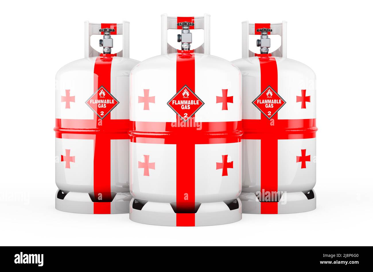 Georgian flag painted on the propane cylinders with compressed gas, 3D ...