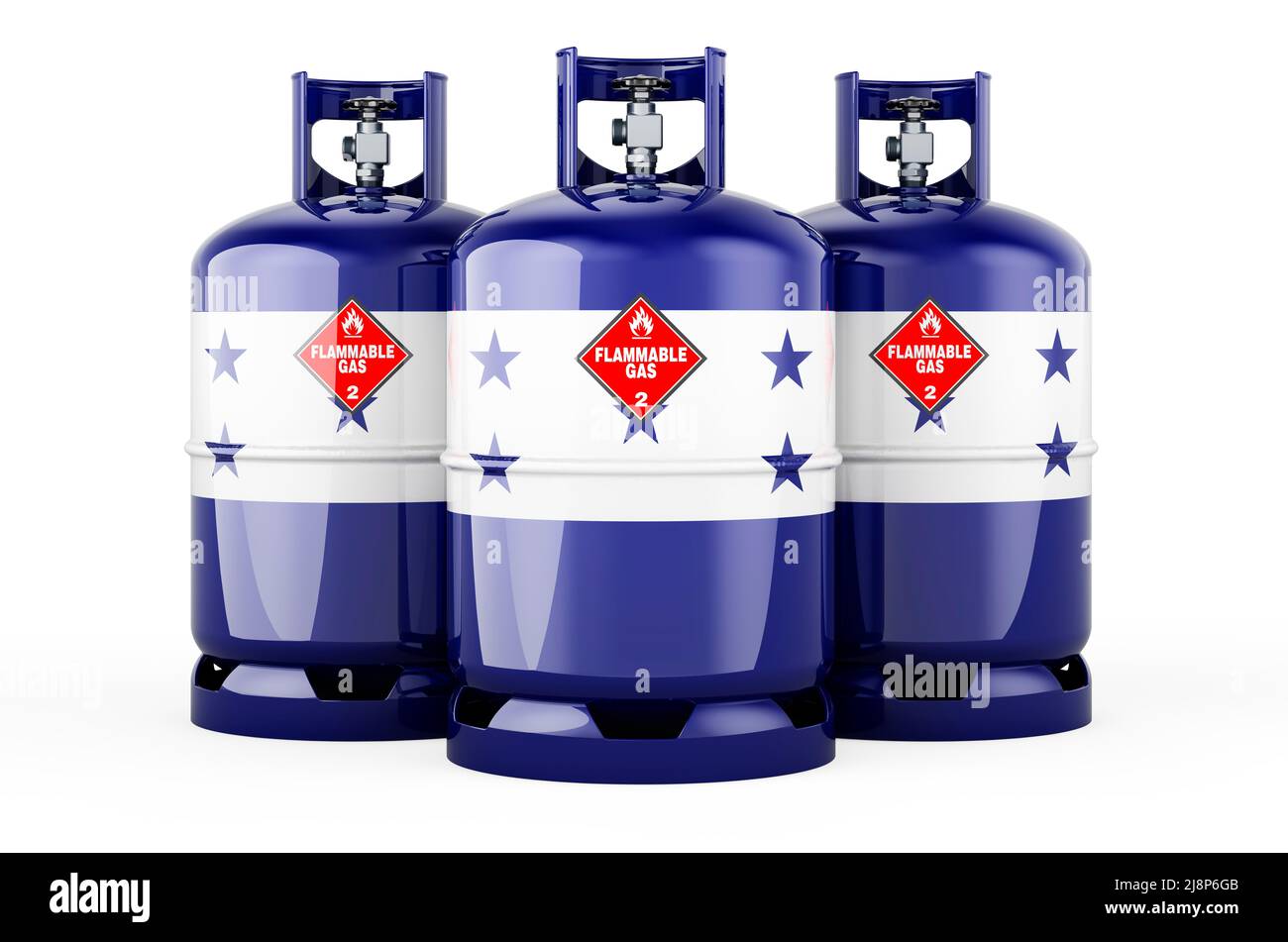Honduranian flag painted on the propane cylinders with compressed gas ...