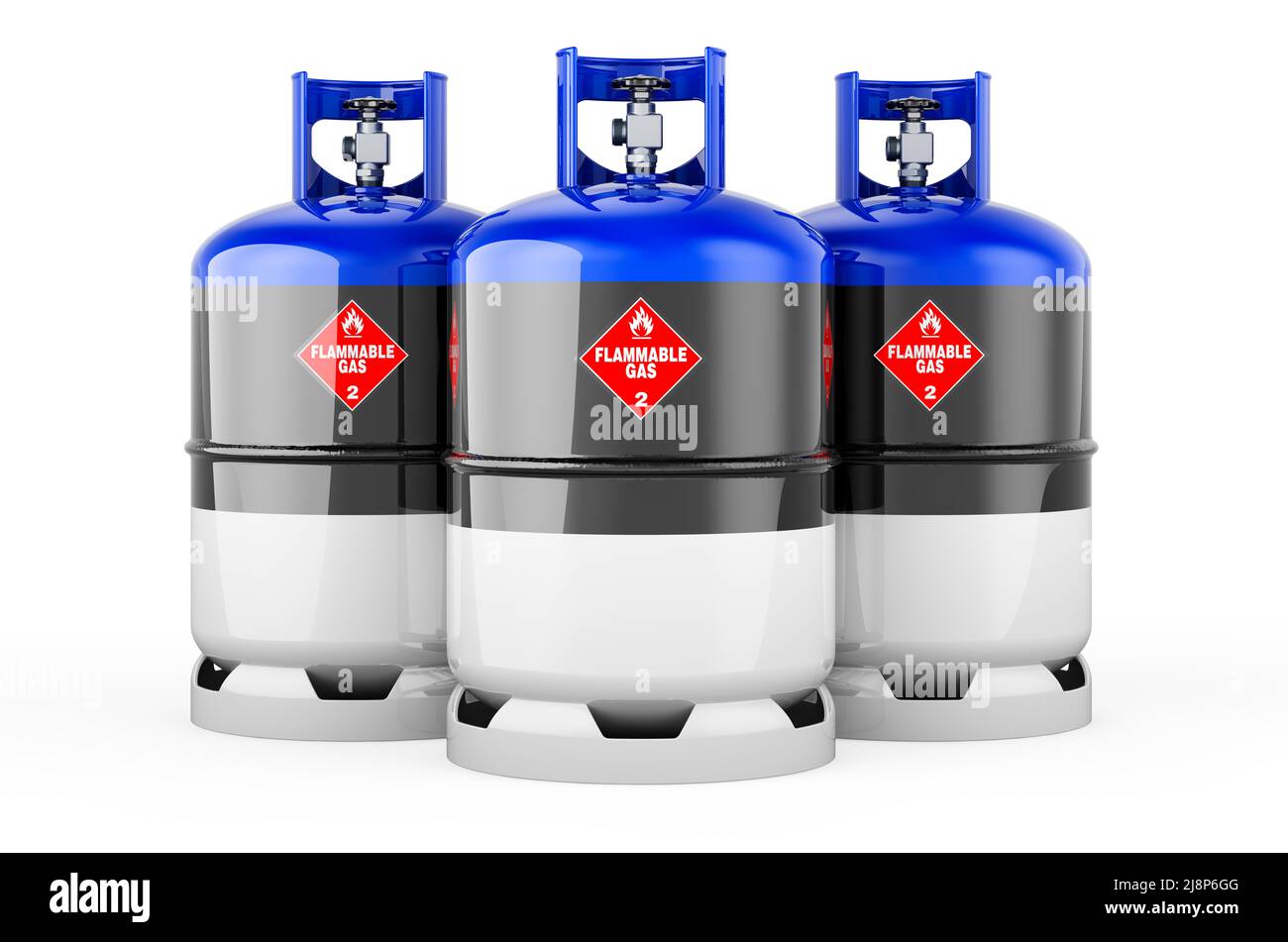 Estonian flag painted on the propane cylinders with compressed gas, 3D ...