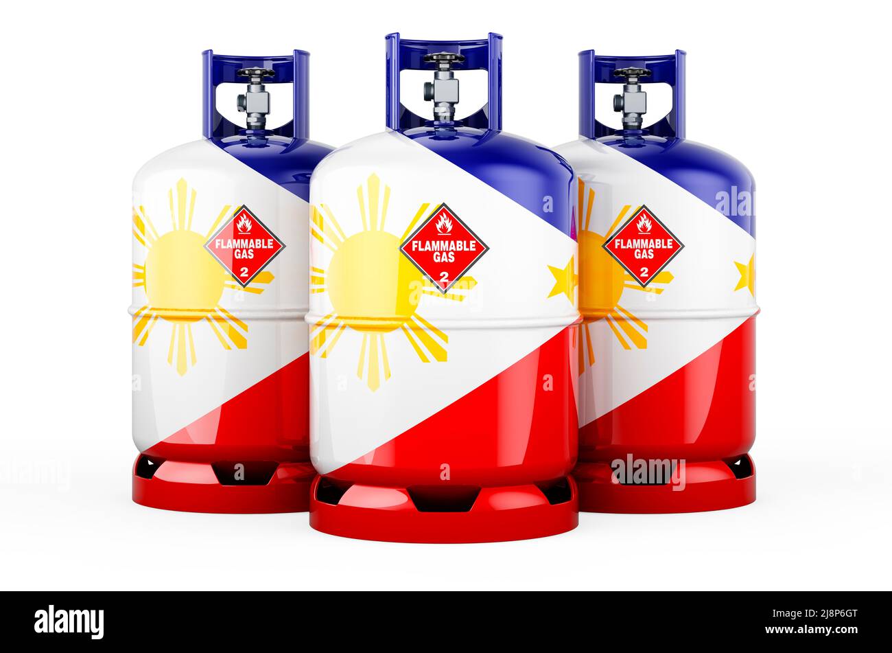 Filipino flag painted on the propane cylinders with compressed gas, 3D ...
