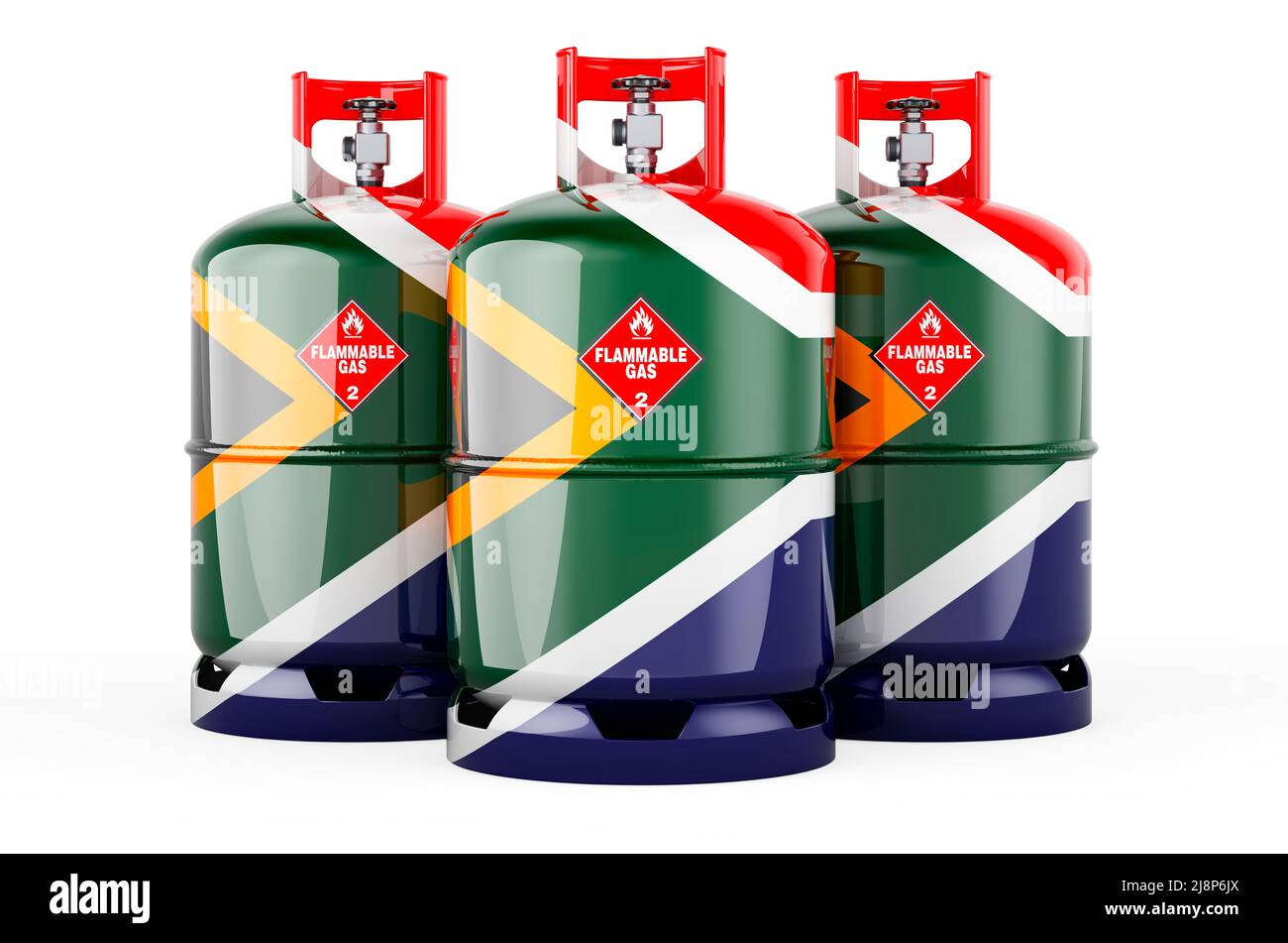 South African flag painted on the propane cylinders with compressed gas ...