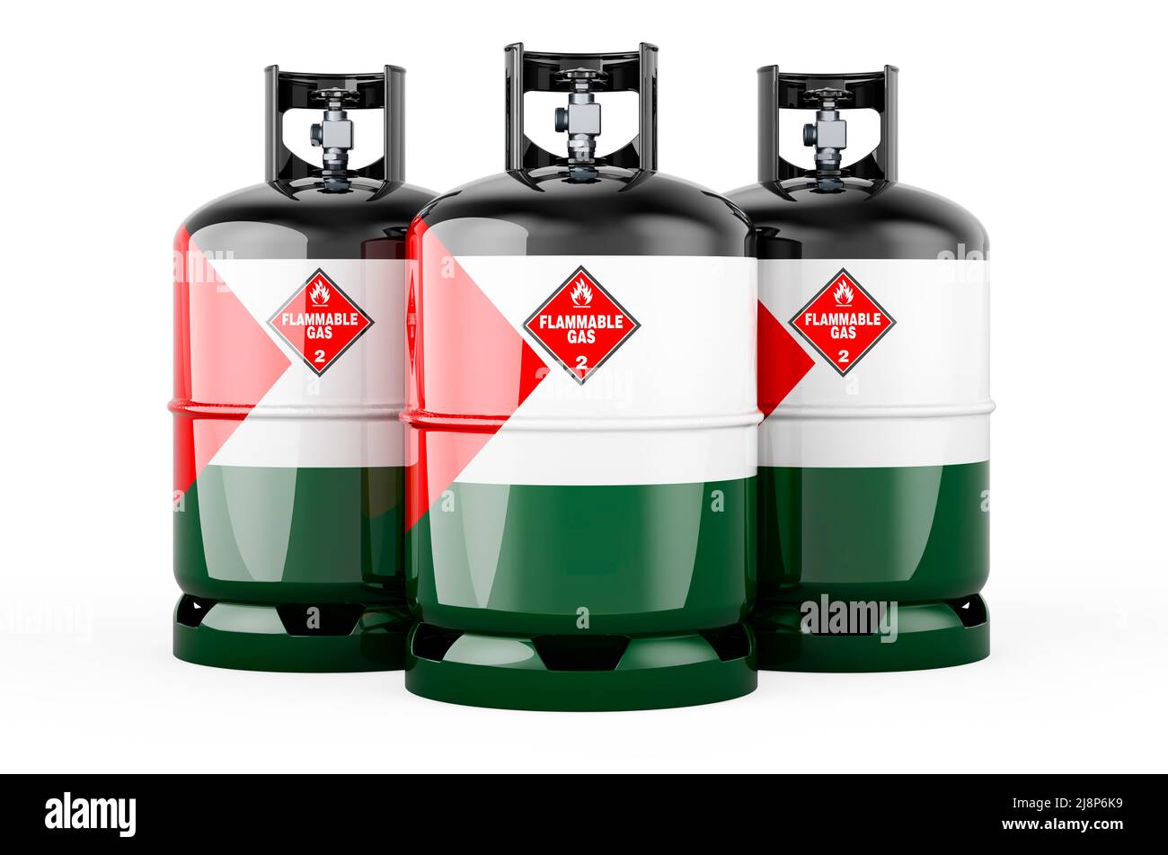 Palestinian flag painted on the propane cylinders with compressed gas ...