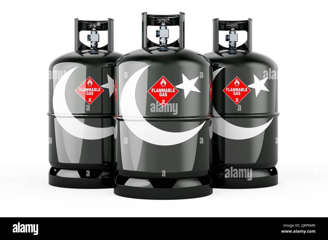Pakistani flag painted on the propane cylinders with compressed gas, 3D ...