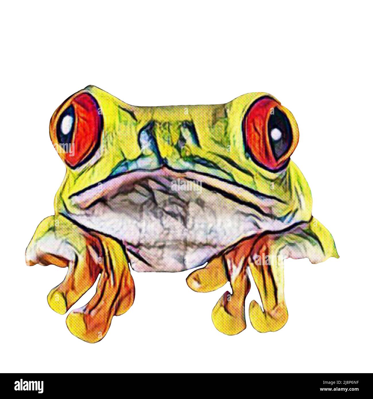 Easy to cut, hand drawn frog on a white background for your creativity ...