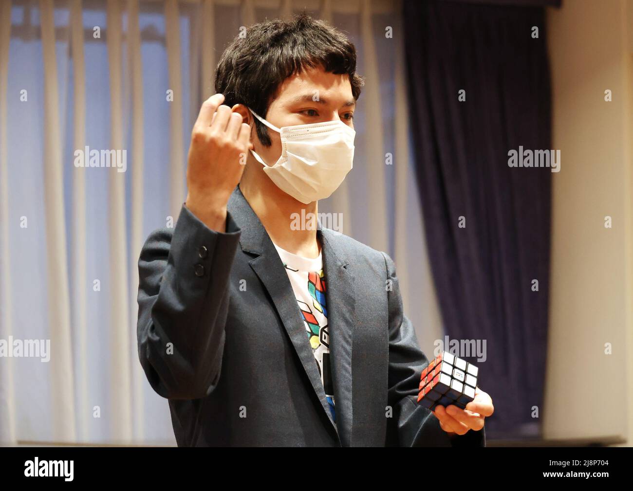 Tokyo, Japan. 17th May, 2022. Former world champion of the World Rubik ...