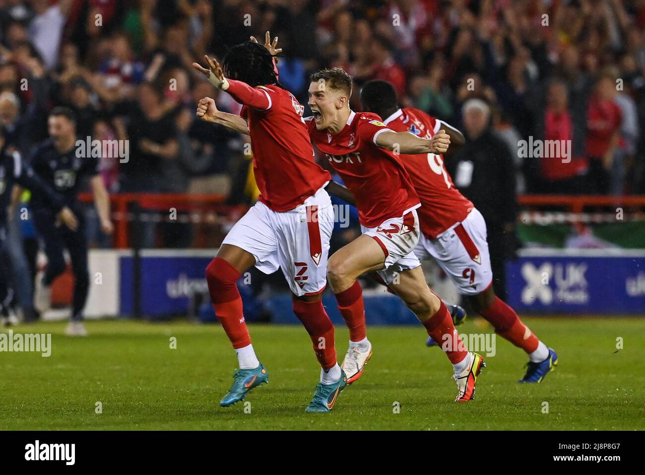 Nottingham Forest player celebrates winning on penalties Stock Photo ...
