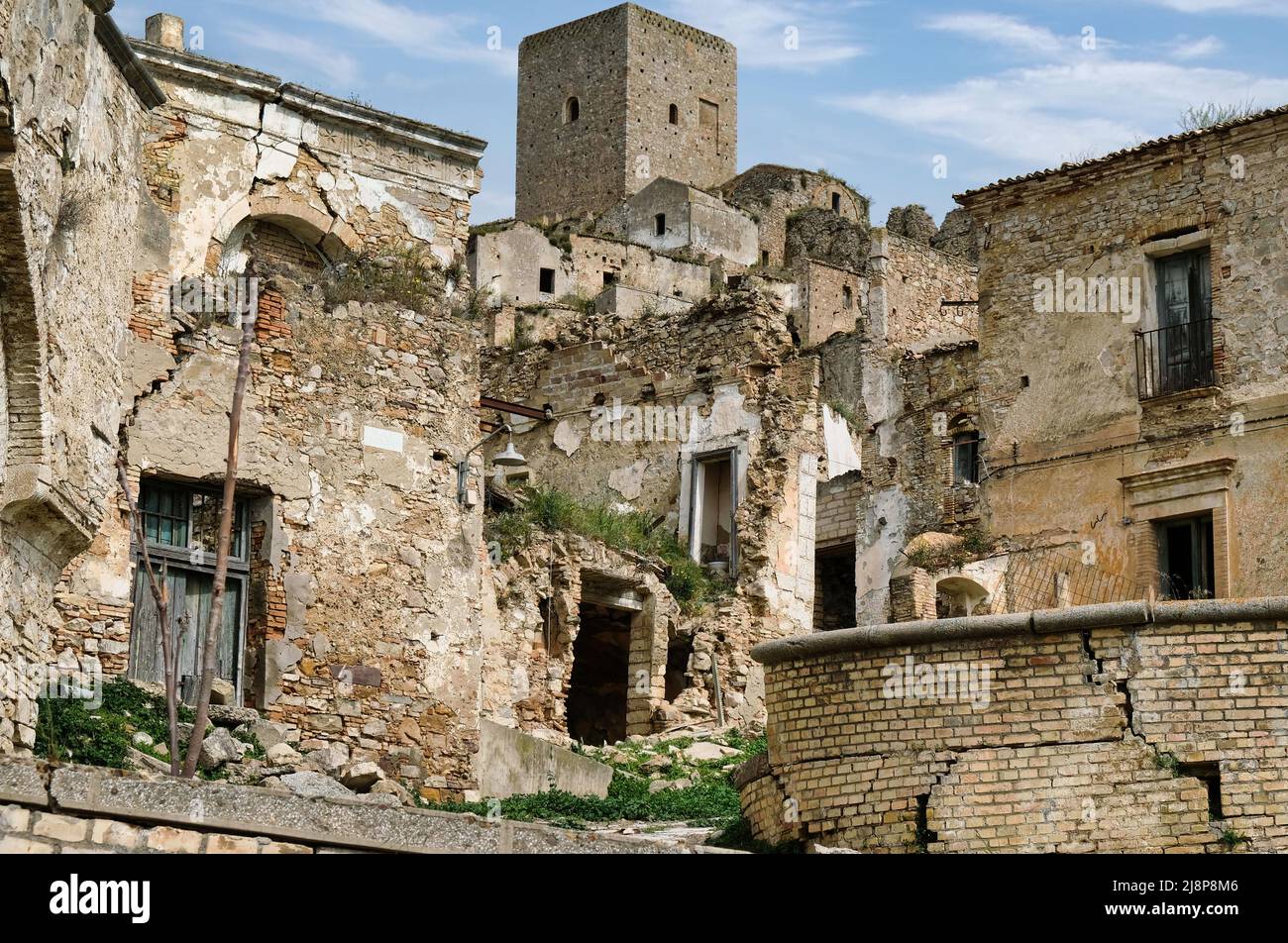 Craco (Italy) - The ruins of the ghost town among the hilly gullies of Basilicata,in the ...