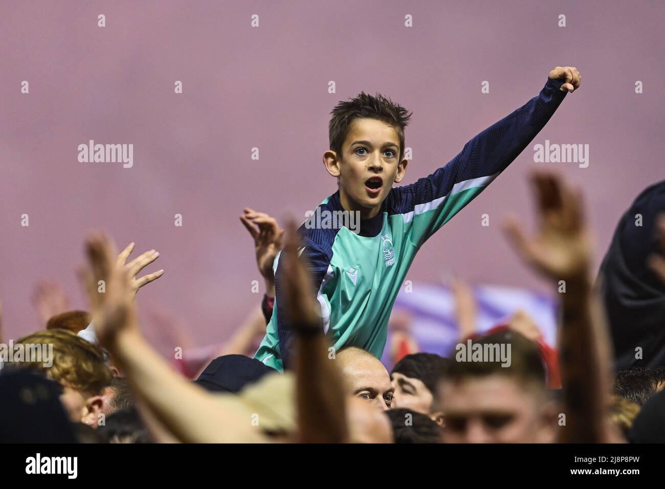 A Young Nottingham Forest fan celebrates his sides win to take them to ...