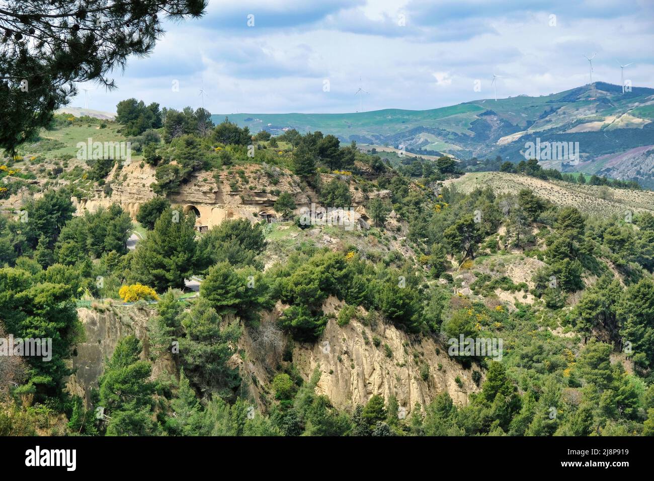 The beautiful countryside of Matera in Basilicata characterized by the ...