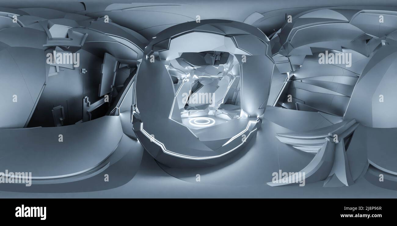 360 degree full panorama environment map of futuristic laboratory hall ...