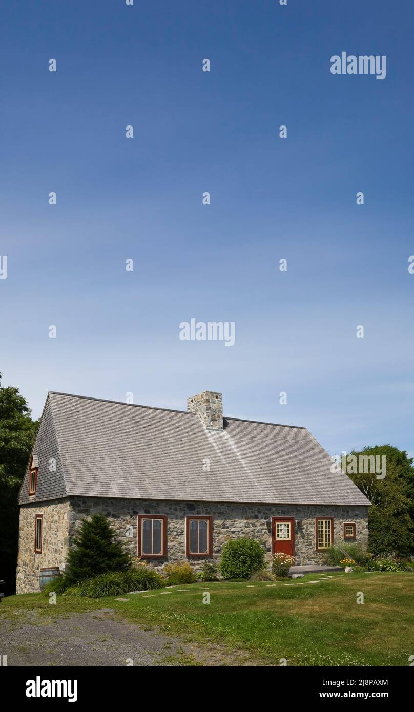 Old circa 1780 French regime cottage style fieldstone home with cedar ...