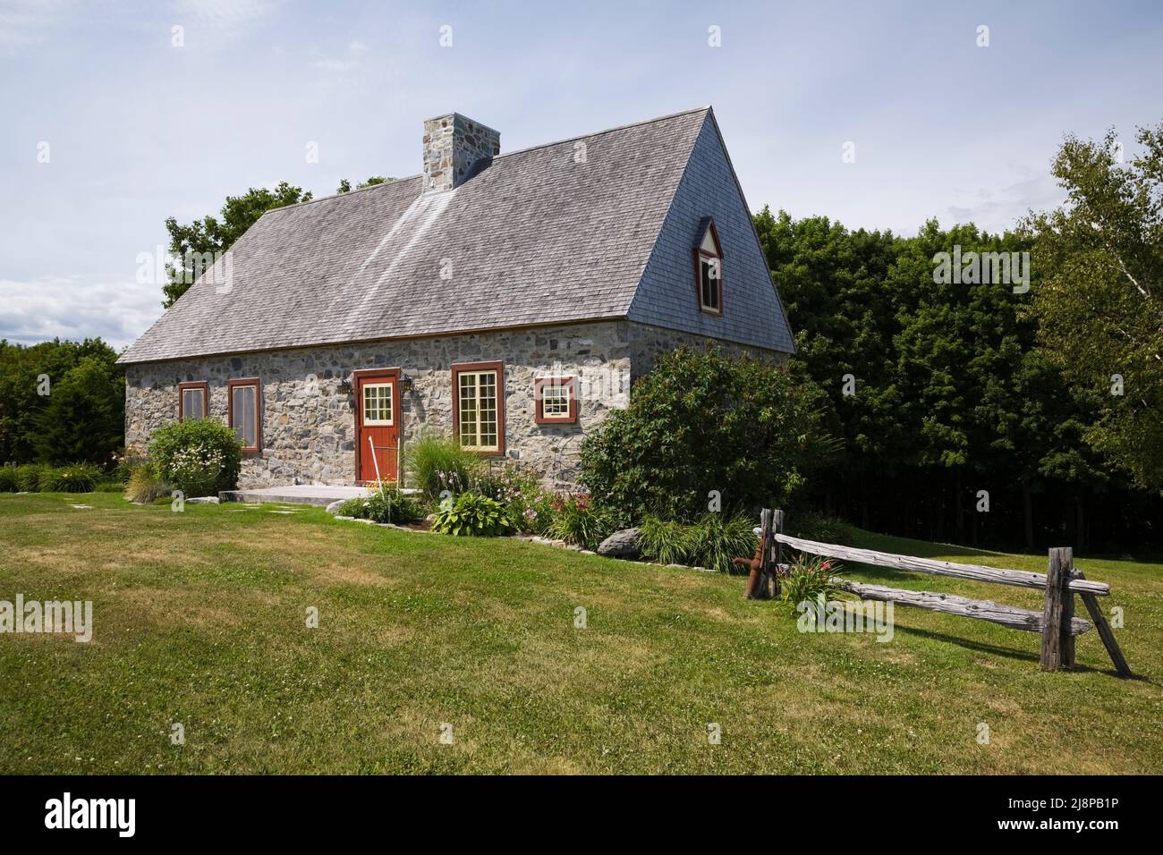 Old circa 1780 French regime cottage style fieldstone home with cedar ...