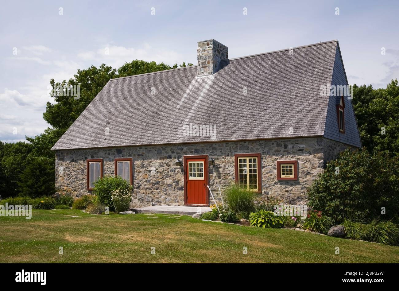 Old circa 1780 French regime cottage style fieldstone home with cedar ...