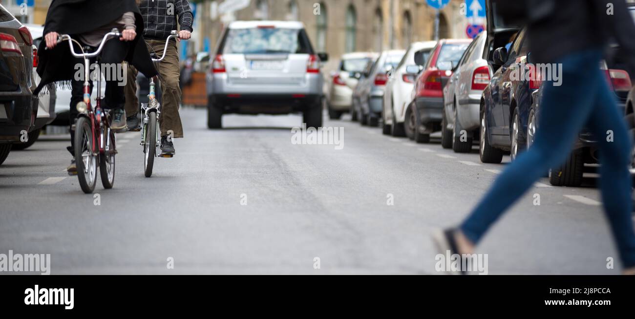 Cyclist on pedestrian crossing hi-res stock photography and images - Alamy
