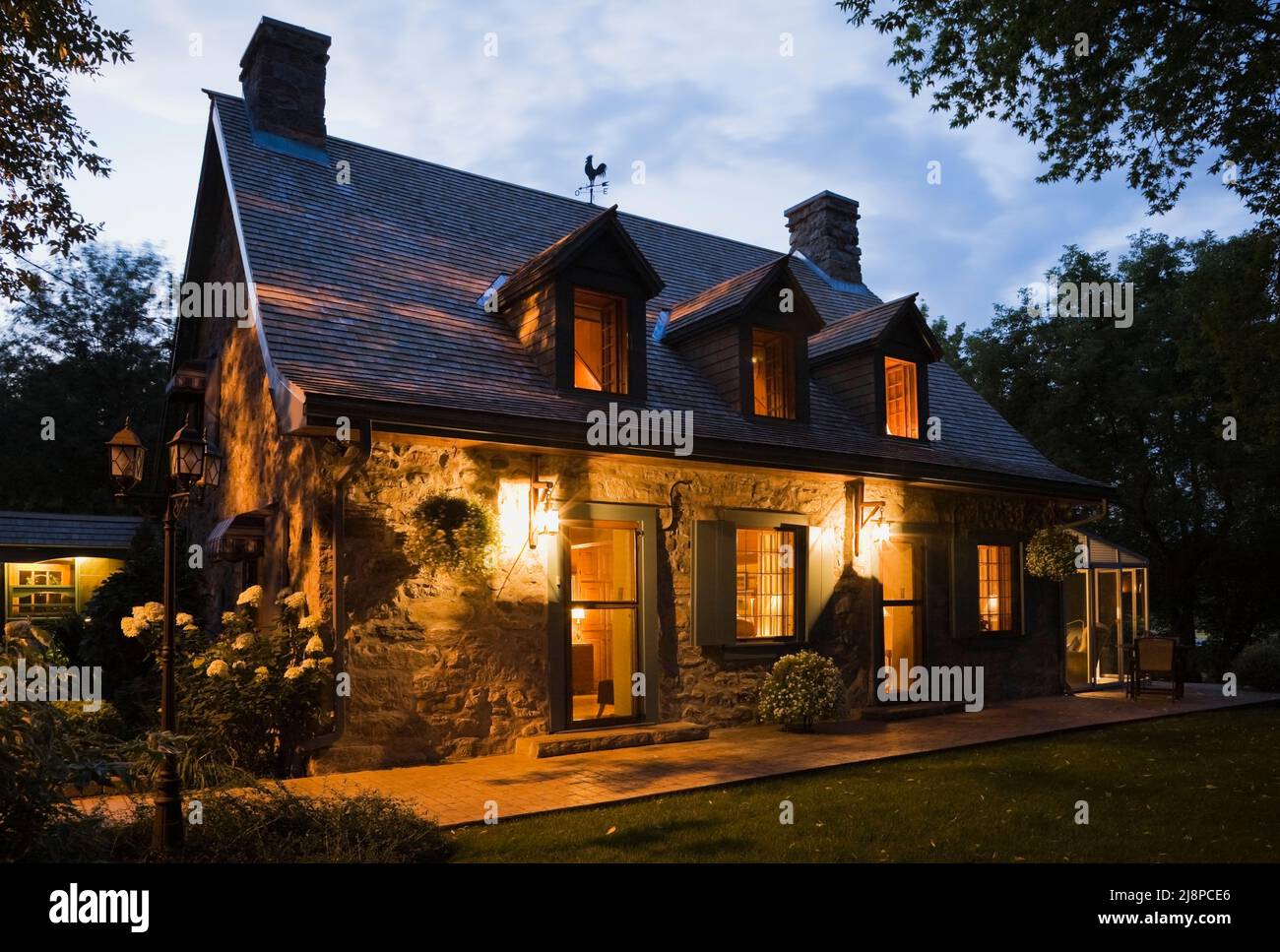 Old circa 1740 Canadiana cottage style fieldstone home with cedar wood ...
