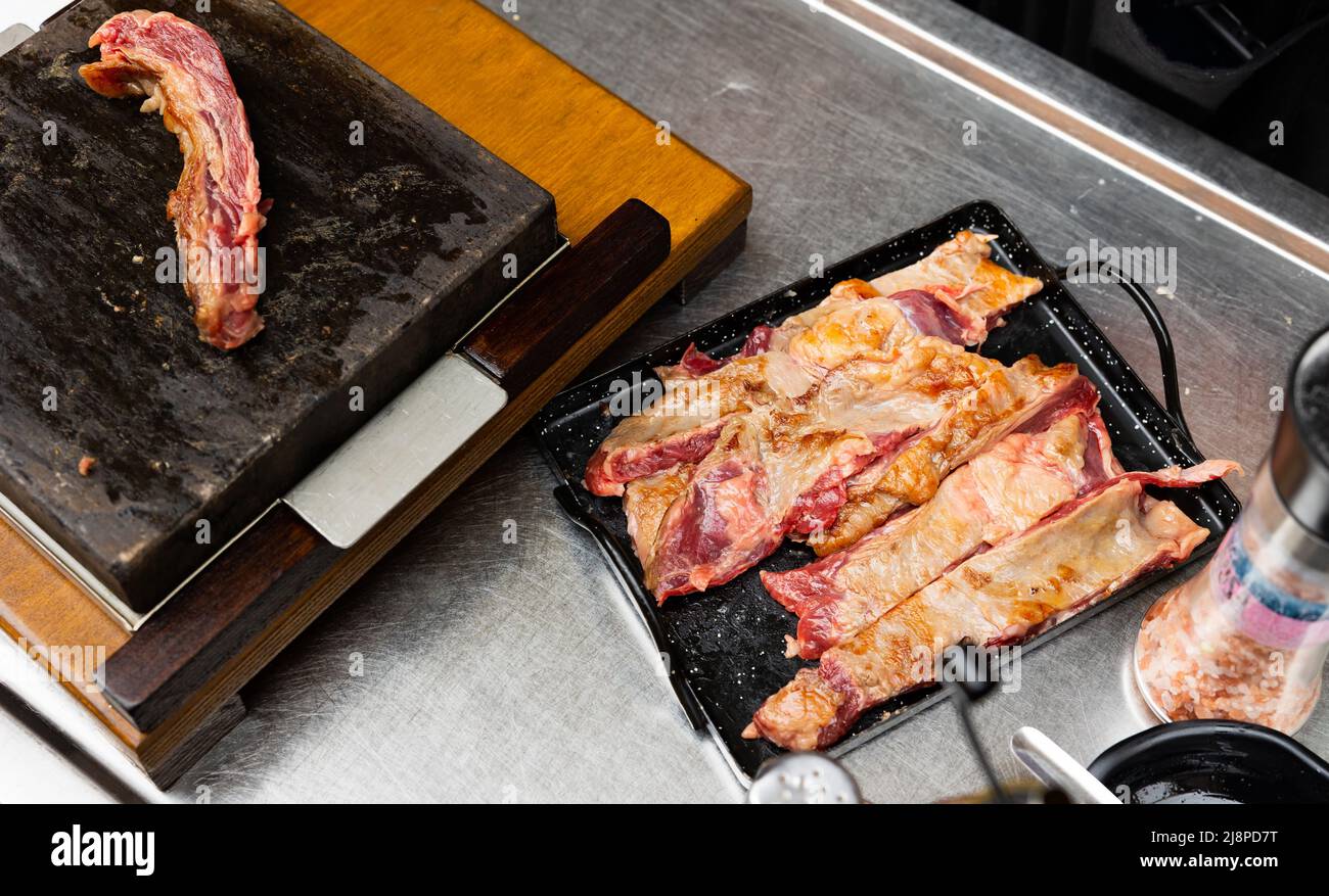 Grill beef on hot stone hi-res stock photography and images - Alamy