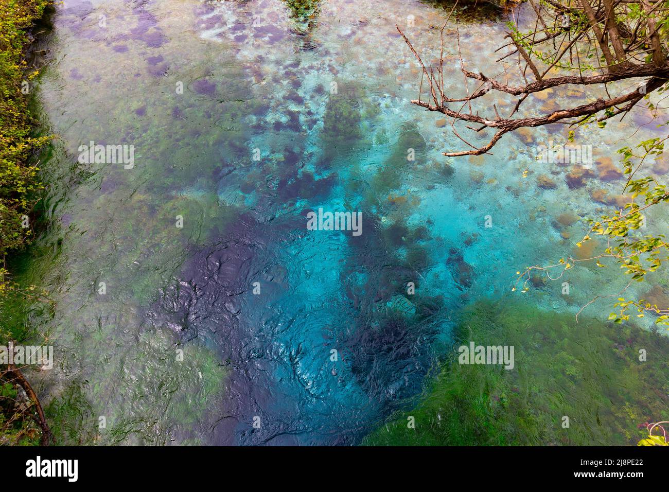 Natural spring of Blue Eye with clear water in Albania Stock Photo - Alamy