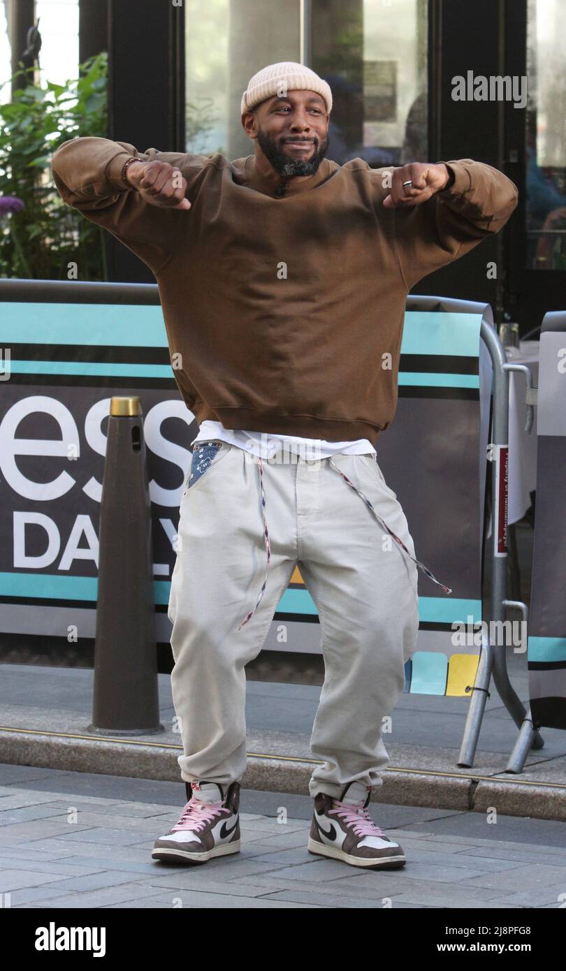 Stephen Boss, aka tWitch dancing on "Access Daily" outside NBC's Studio ...