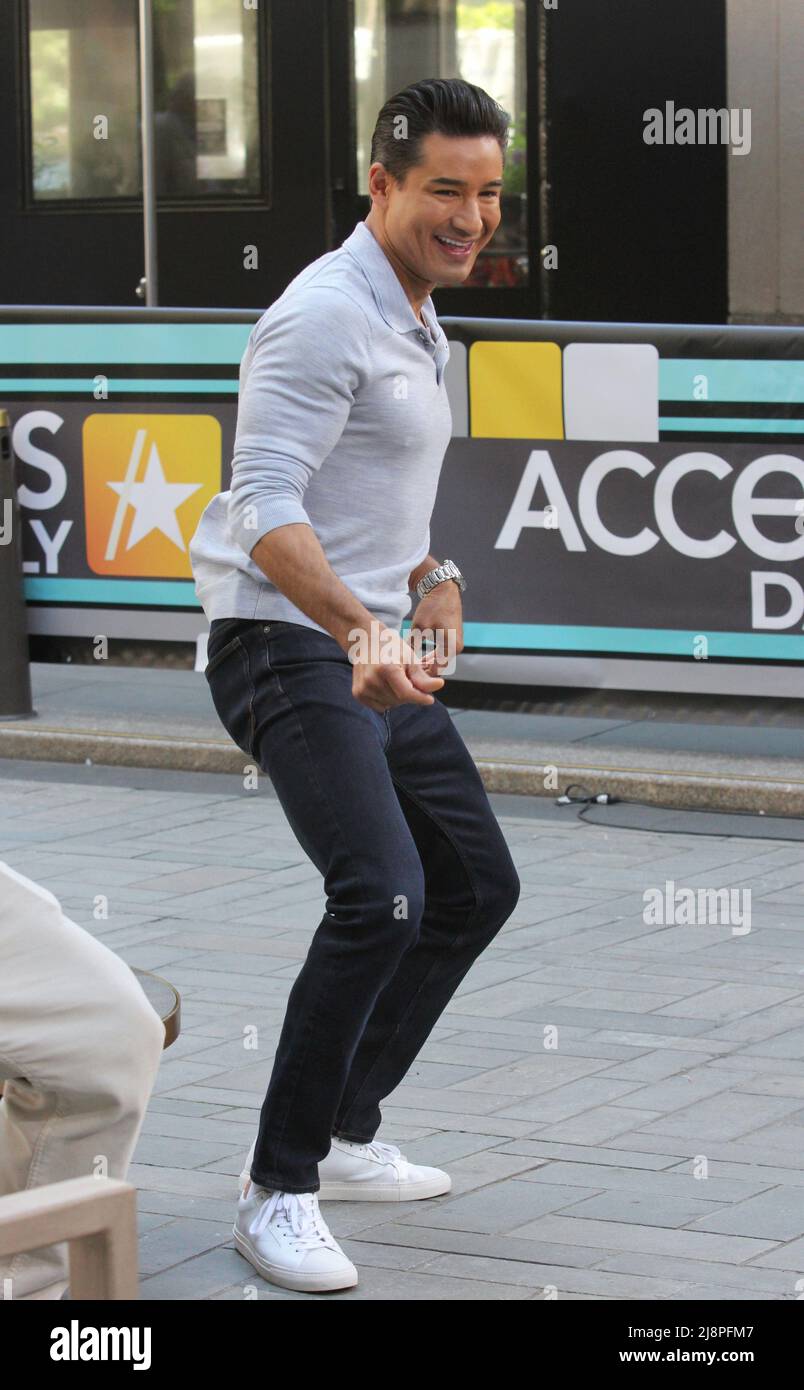 Mario Lopez dancing on "Access Daily" outside NBC's Studio 1A in ...