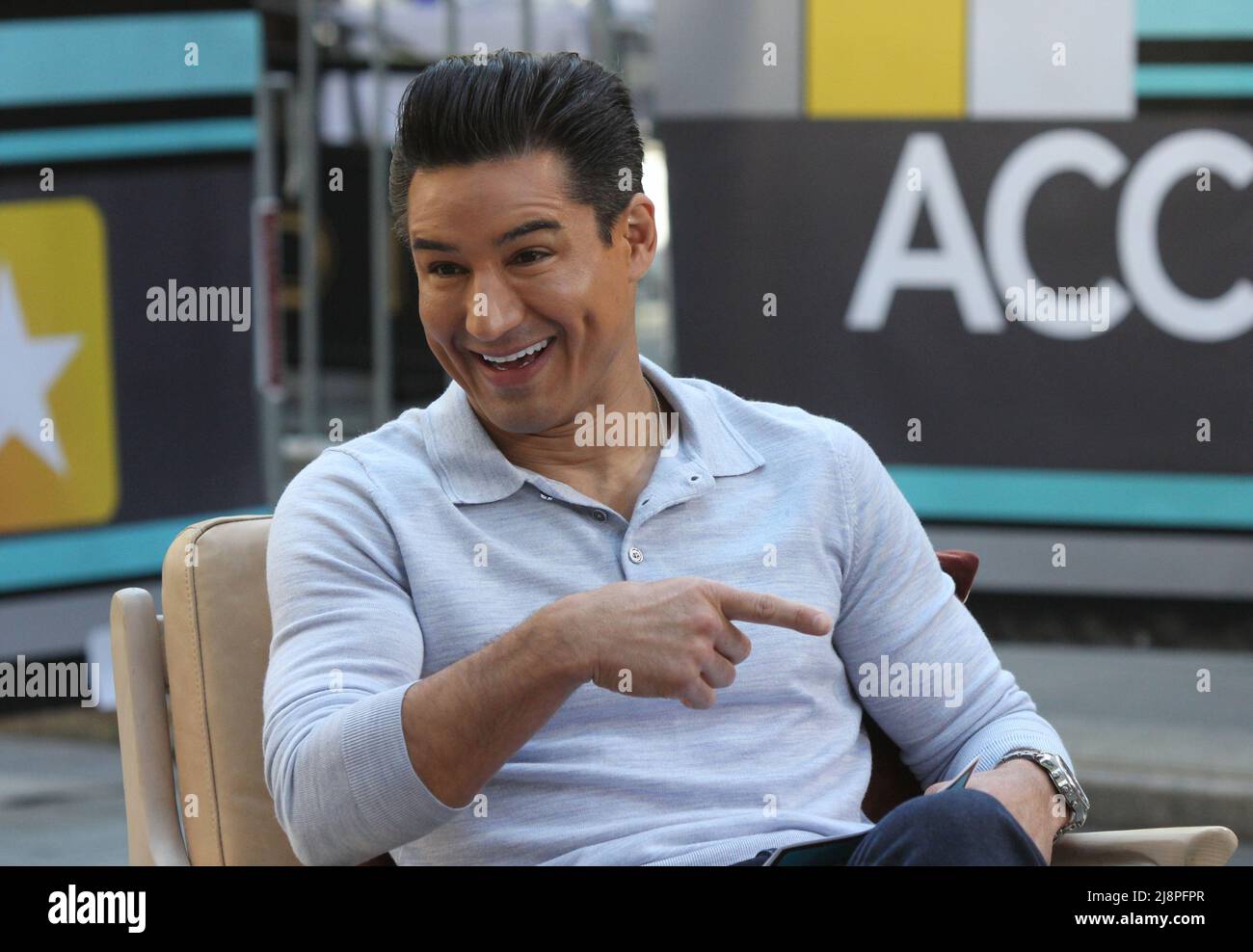 Mario Lopez taping "Access Daily" outside NBC's Studio 1A in ...