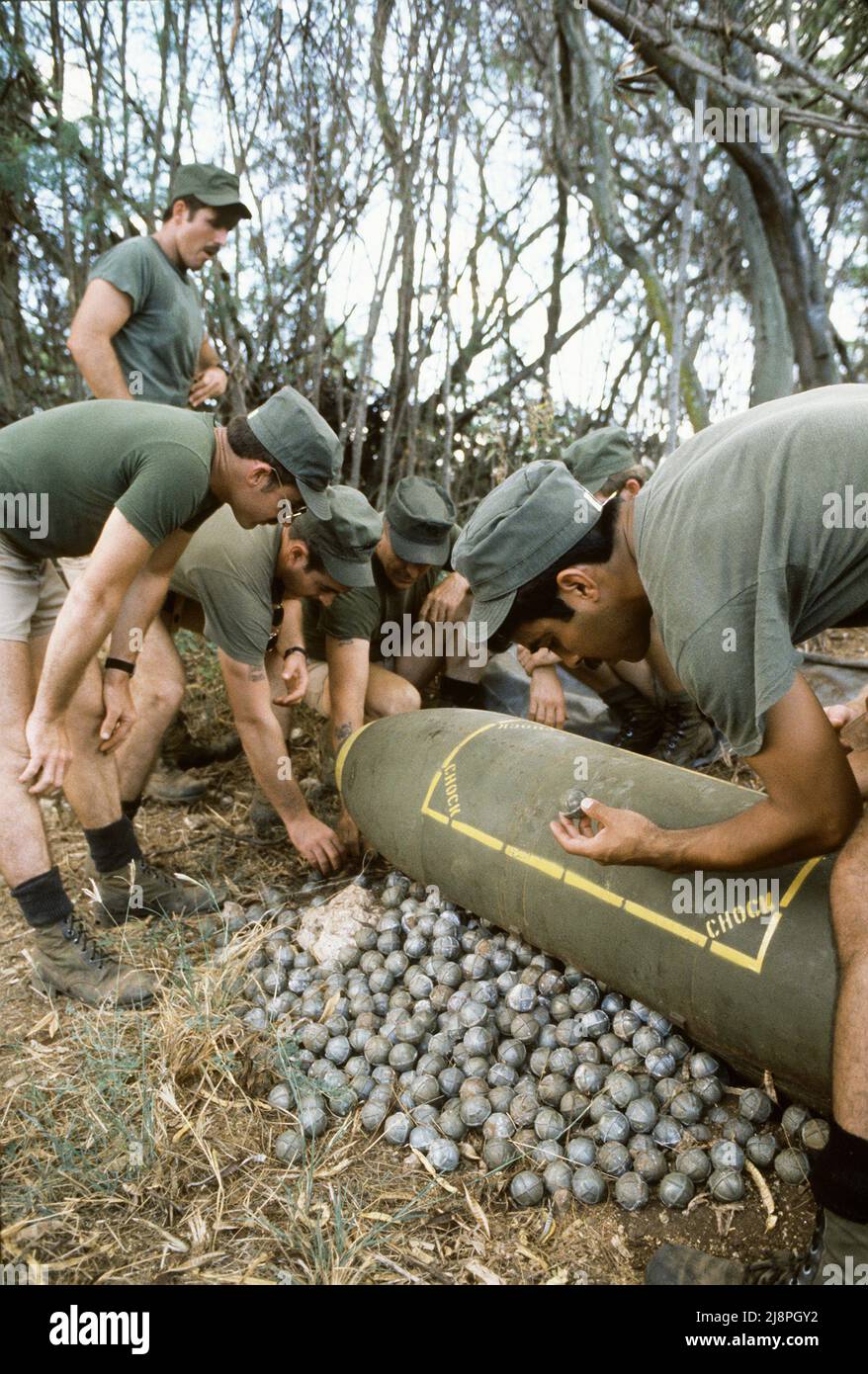 US air force members familiarizing themselves with a bomblet Stock ...