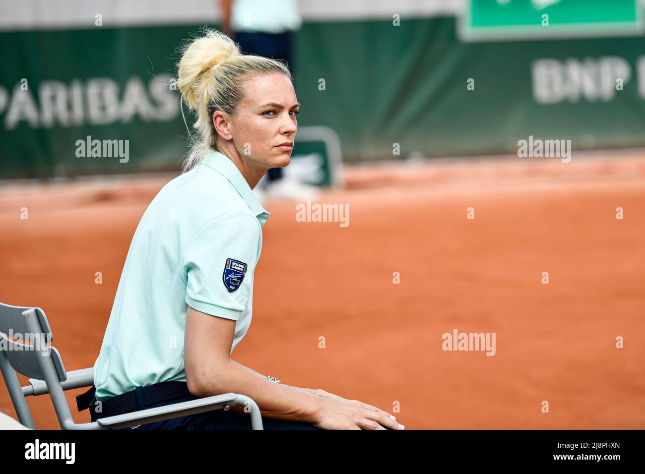 Paris, France. 17th May, 2022. A line judge (woman) during the French ...