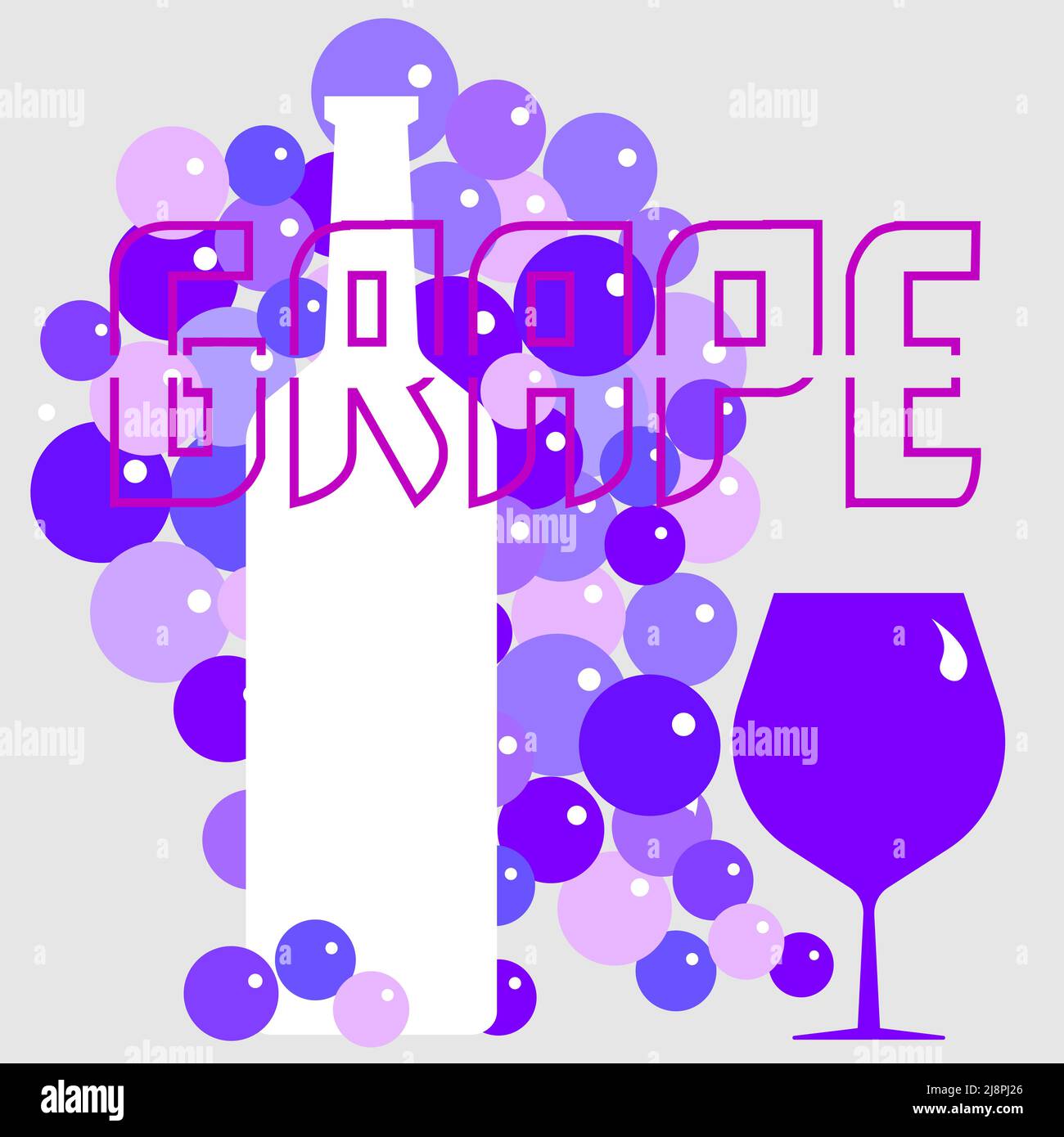 abstract logo of wine for the menu from silhouettes of grapes bottles ...