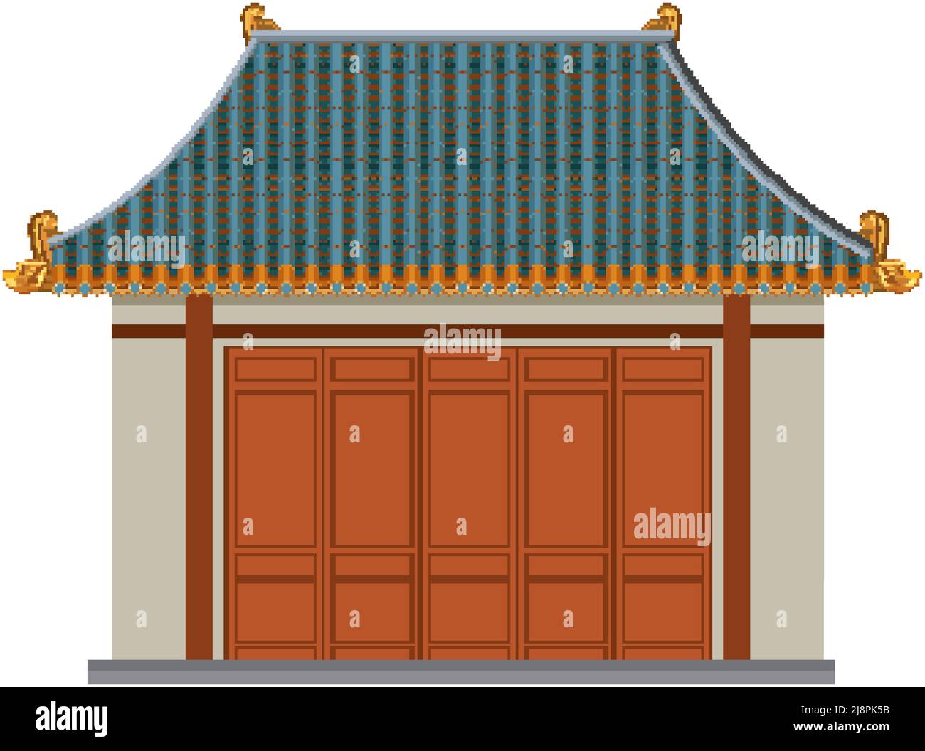 Chinese traditional building on white background illustration Stock ...