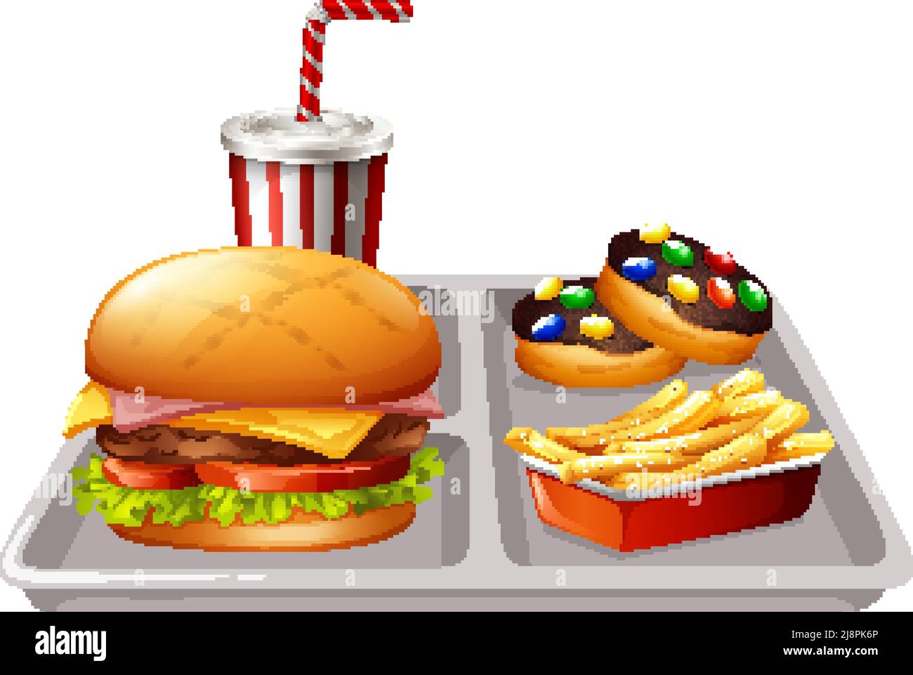 Fast food meal set on white background illustration Stock Vector Image ...