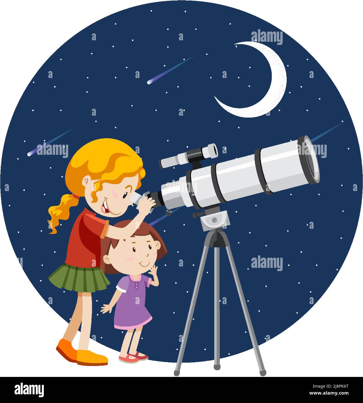 Children looking at stars sky Stock Vector Images - Alamy