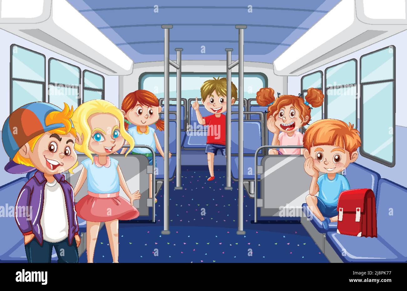 Inside bus with people cartoon illustration Stock Vector Image & Art ...