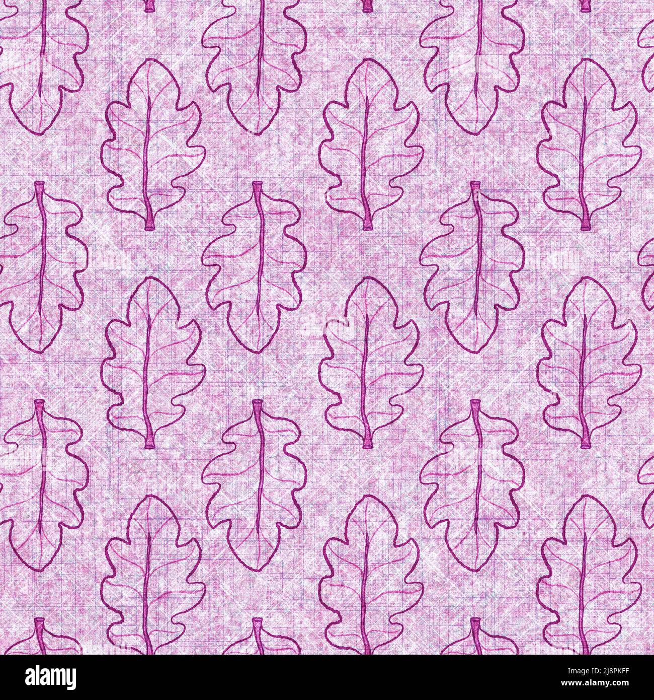 Botanical foliage seamless hand drawn linen style pattern. Organic leaf ...