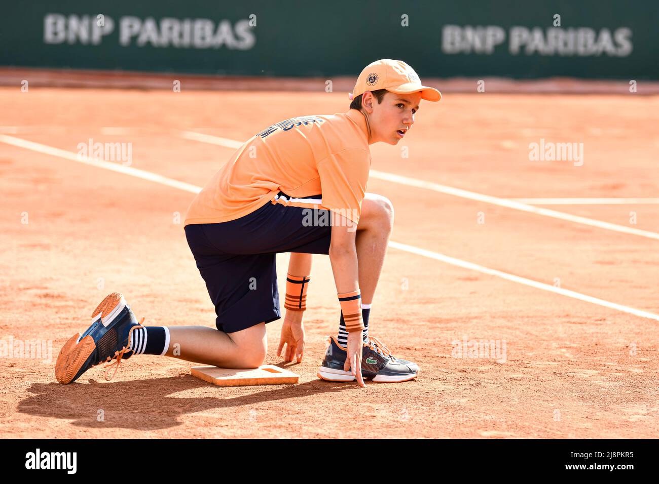 Paris, France. 17th May, 2022. Illustration picture shows a ball kid ...