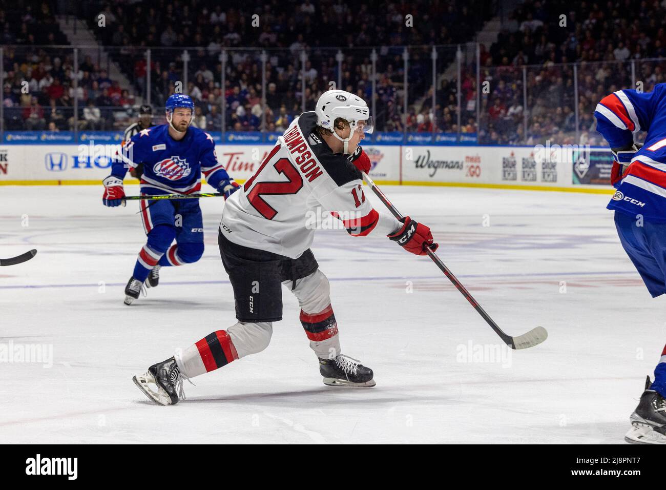 May 17, 2022: Utica Devils forward Tyce Thompson (12) makes a pass in ...